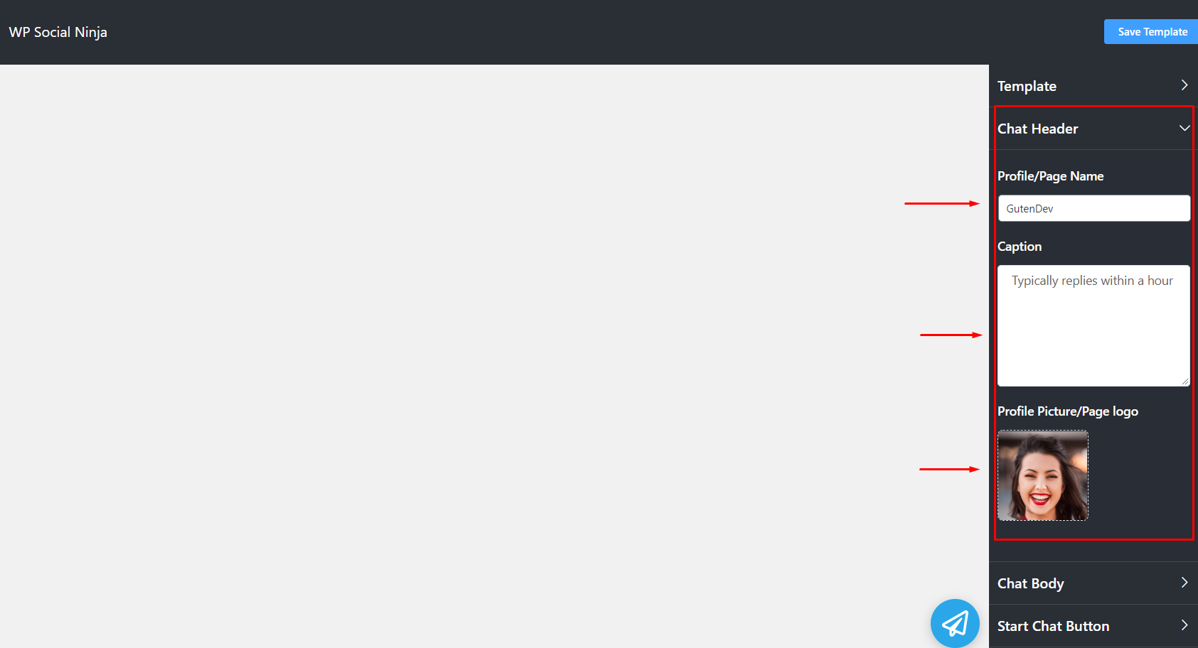 Template Layout Of Social Chat Platforms Of WP Social Ninja
