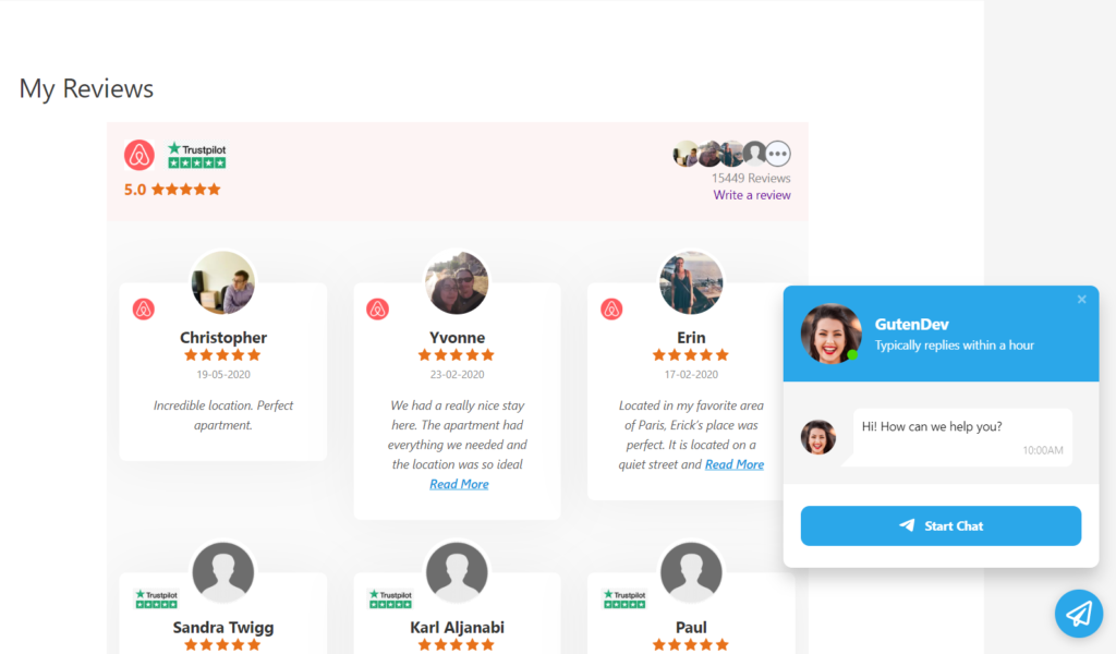 Template Layout Of Social Chat Platforms Of WP Social Ninja