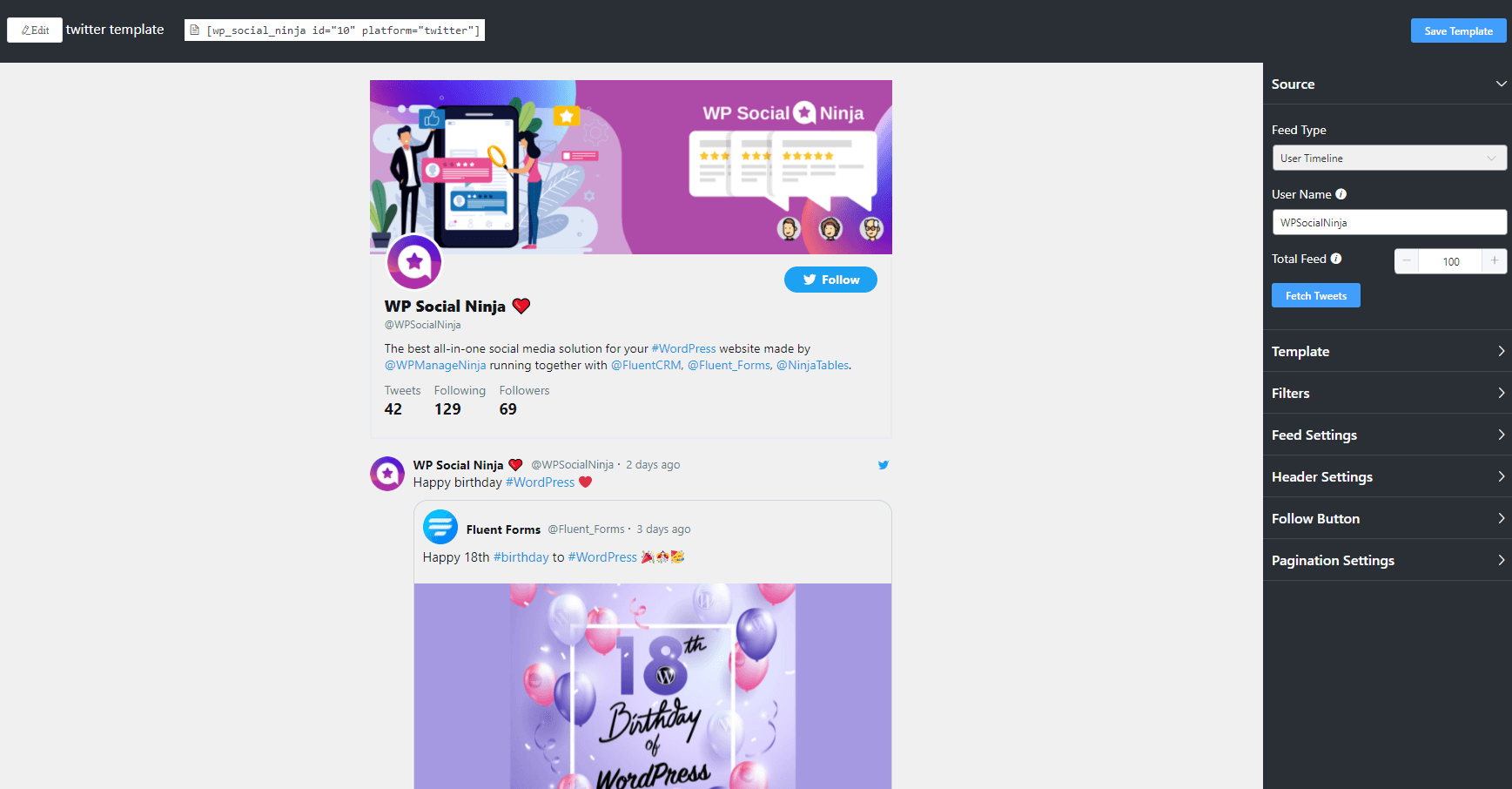 Social Feeds Integration With WP Social Ninja