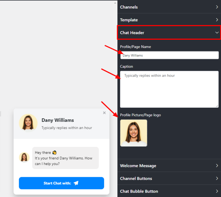 Template Layout Of Social Chat Platforms Of WP Social Ninja