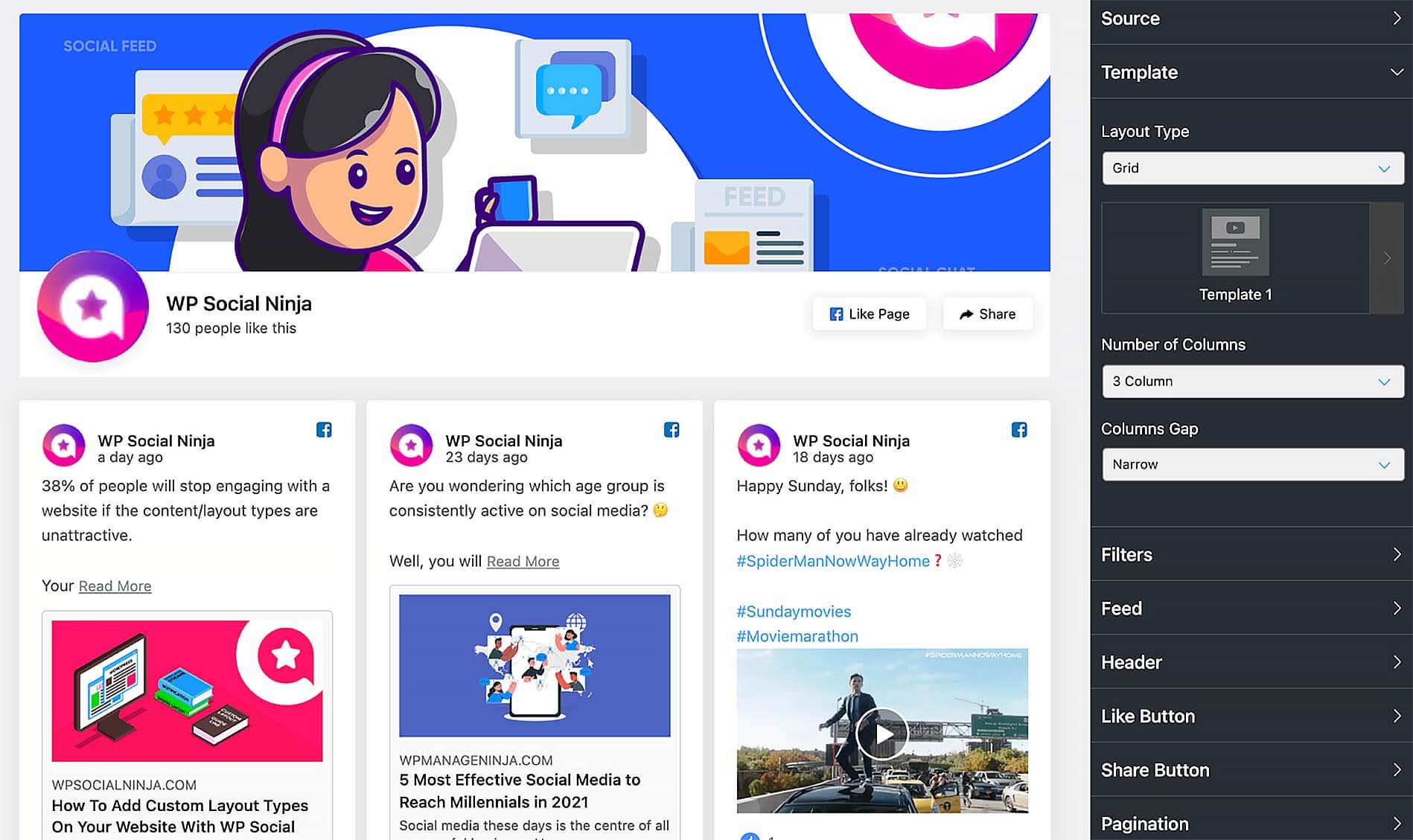 Best Facebook Feed Plugin for WordPress Website | WP Social Ninja